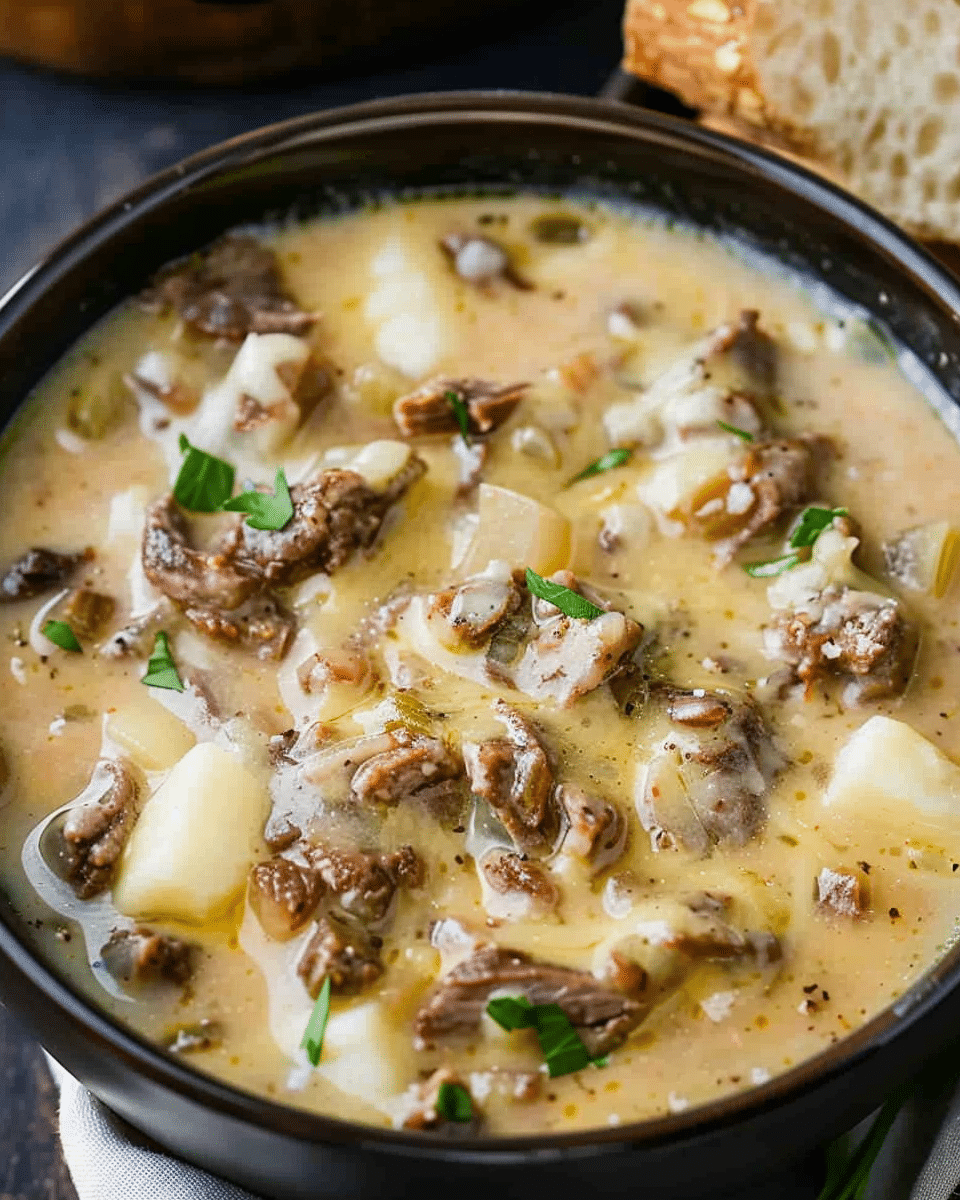 Philly Cheese Steak Soup - Cooked By Mia