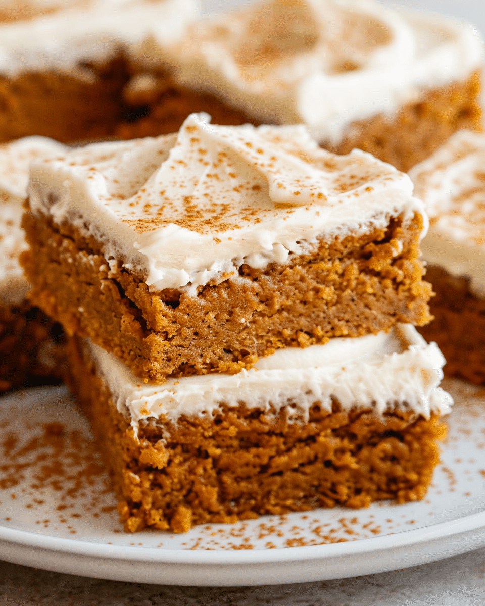 Pumpkin Bars with Cream Cheese Frosting - Cooked By Mia