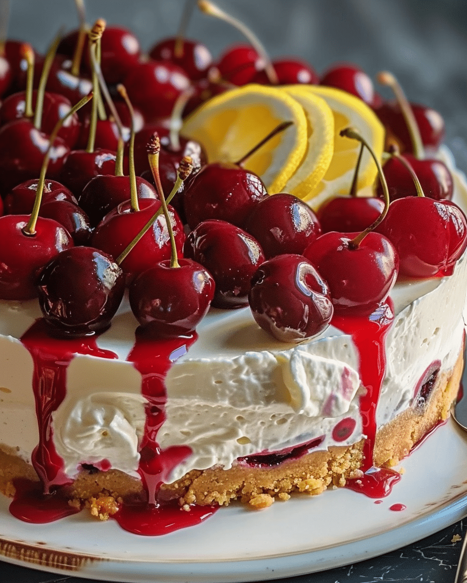 Refreshing Cherry Lemon Dream Cheesecake - Cooked By Mia
