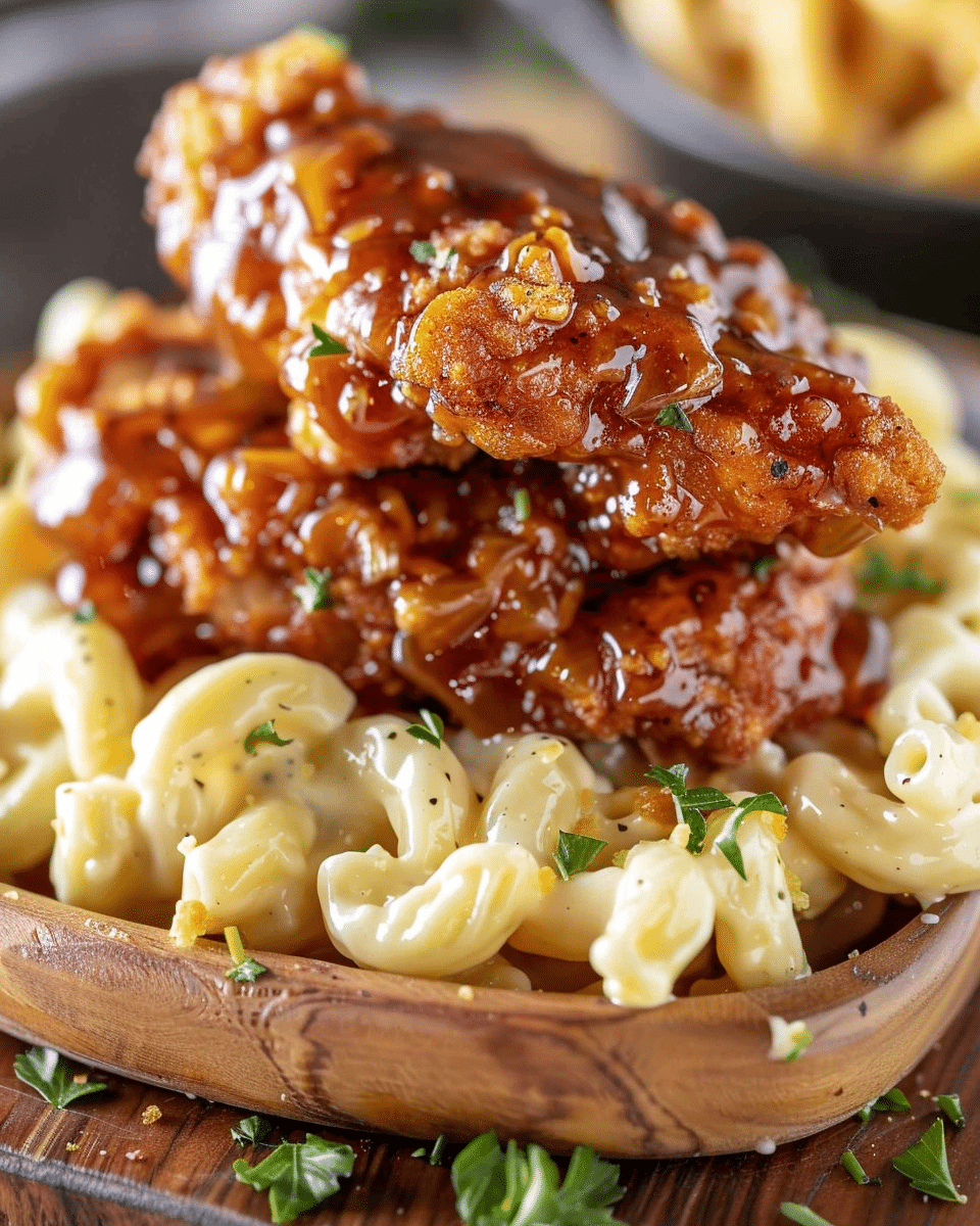 Honey Pepper Chicken Mac and Cheese - Cooked By Mia