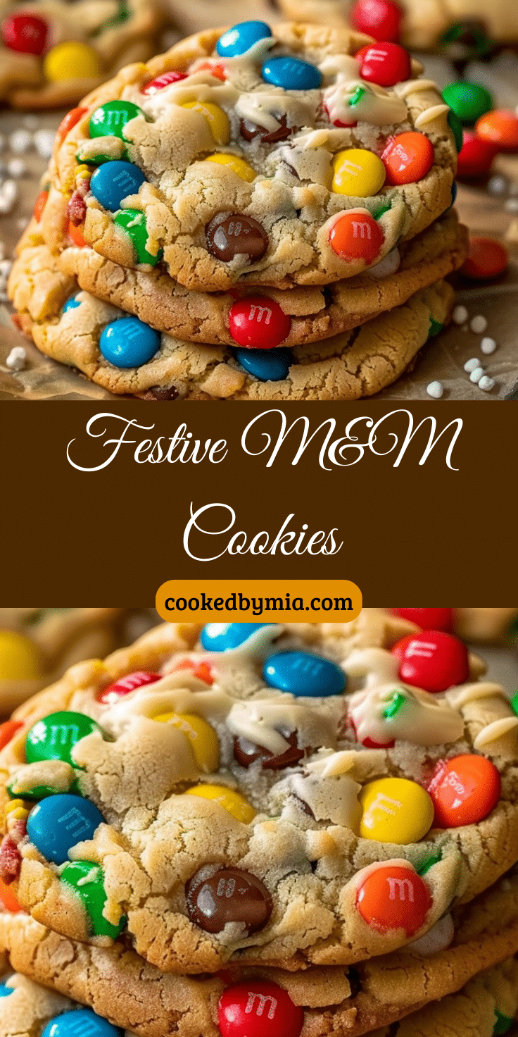 Festive M&M Cookies - Cooked By Mia