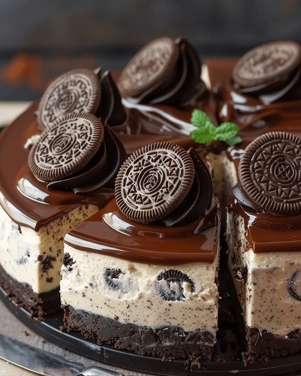 Chocolate Ganache Oreo Cheesecake - Cooked By Mia