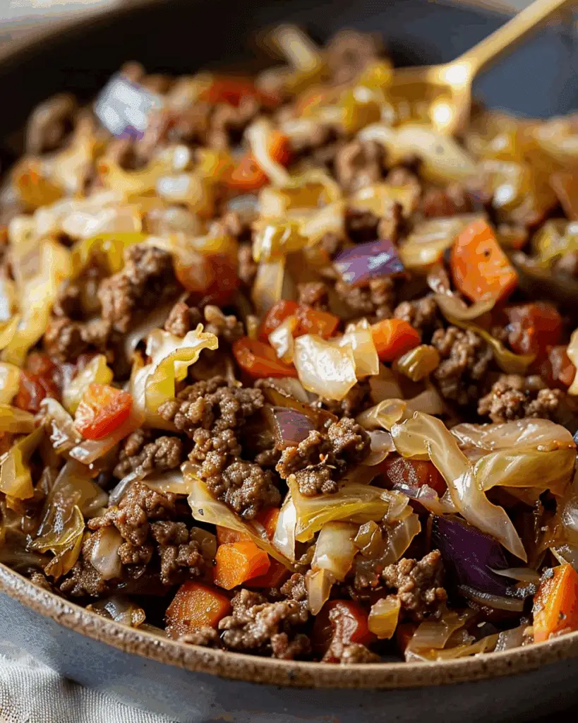 Ground Beef and Chopped Cabbage - Cooked By Mia