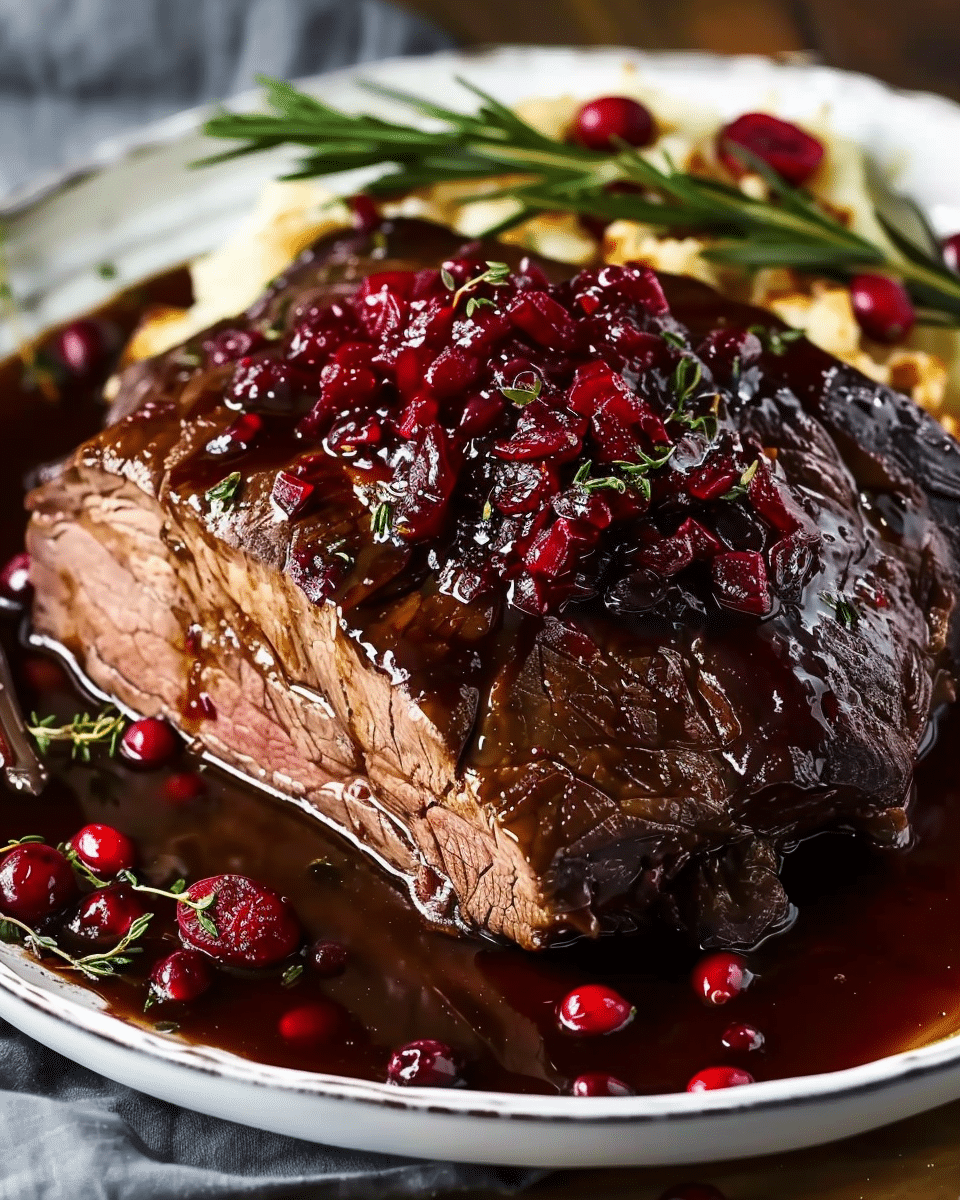 Slow-Braised Beef Roast with Cranberry Balsamic Glaze - Cooked By Mia