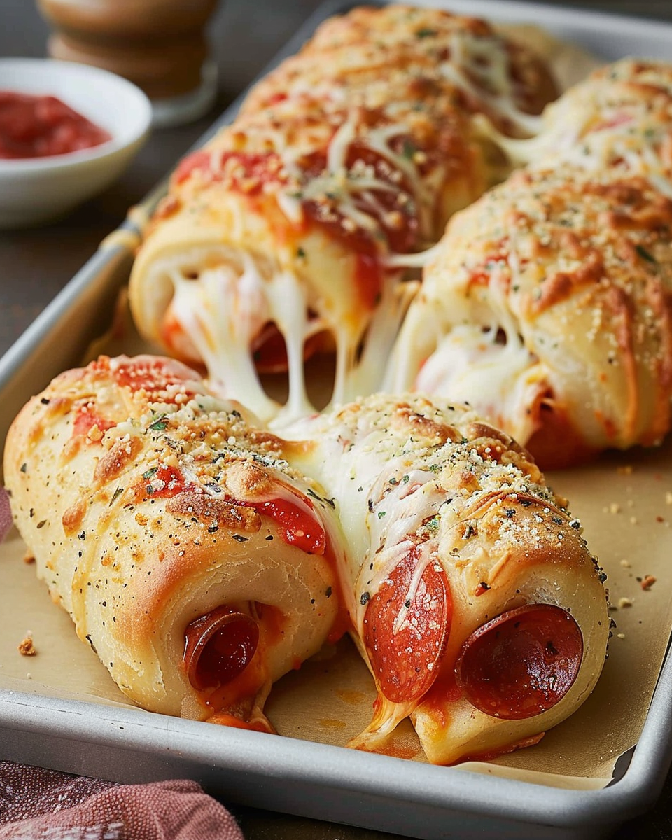 Triple-Stuffed Pepperoni Pizza Rolls with Cheese Lava - Cooked By Mia