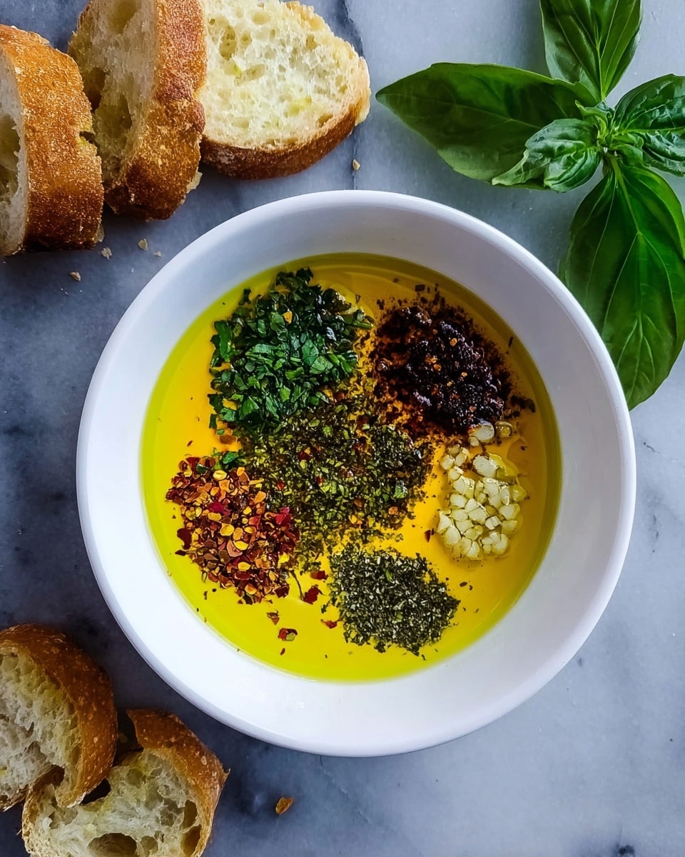 Olive Oil Bread Dip with Basil, Garlic, and Balsamic Recipe - Cooked By Mia