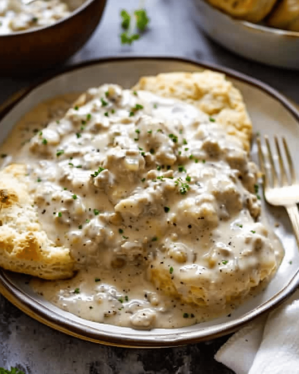 Sausage Gravy and Biscuits - Cooked By Mia