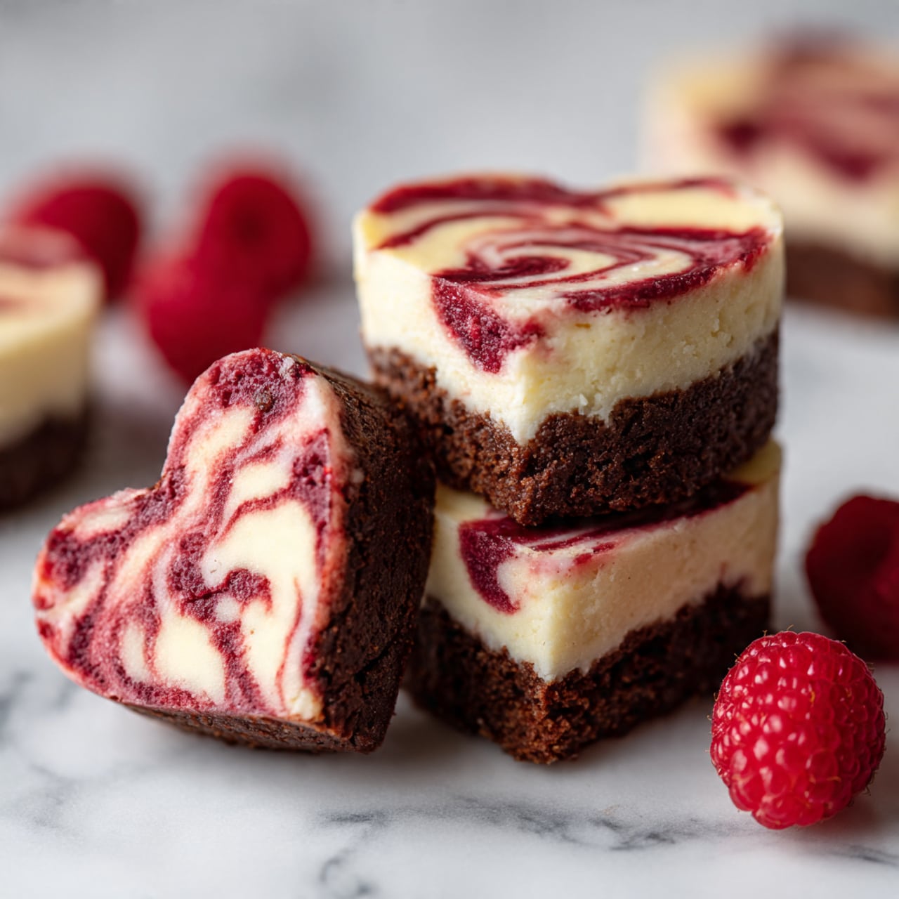 Heart-Shaped Fudgy Cheesecake Raspberry Swirl Brownies Recipe - Cooked ...